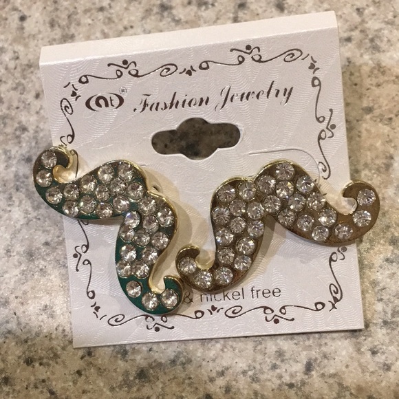 Jewelry | Nwt Gold Mustache Earrings | Poshmark